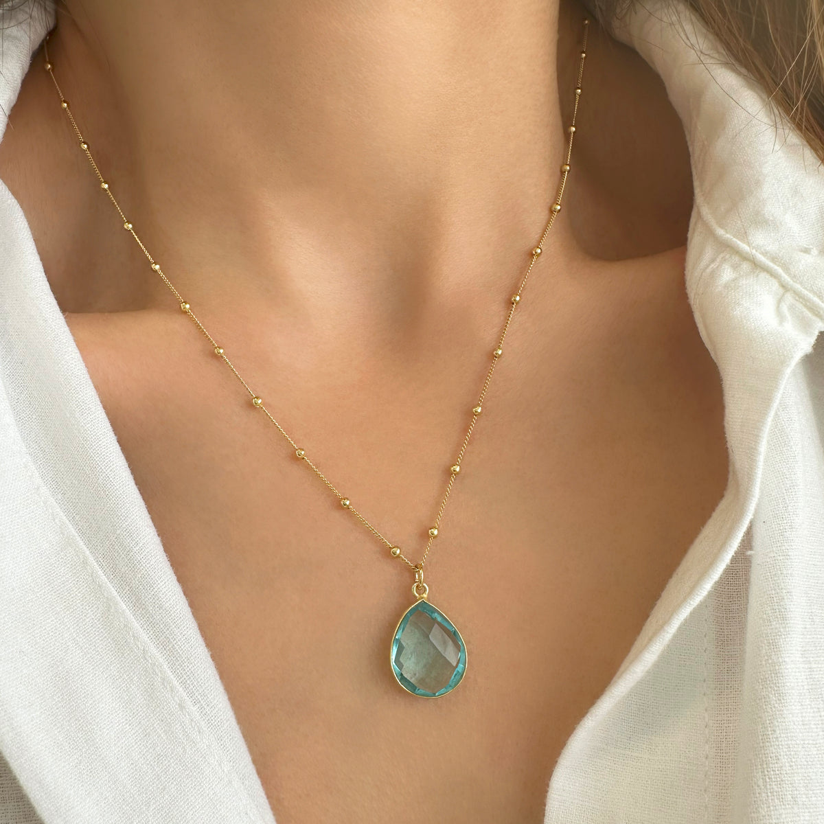 Genuine aquamarine necklace store